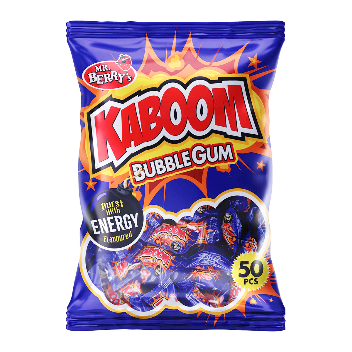 Mr. Berry's KABOOM Bubble Gum Burst with Energy Flavour 50 pcs – East ...