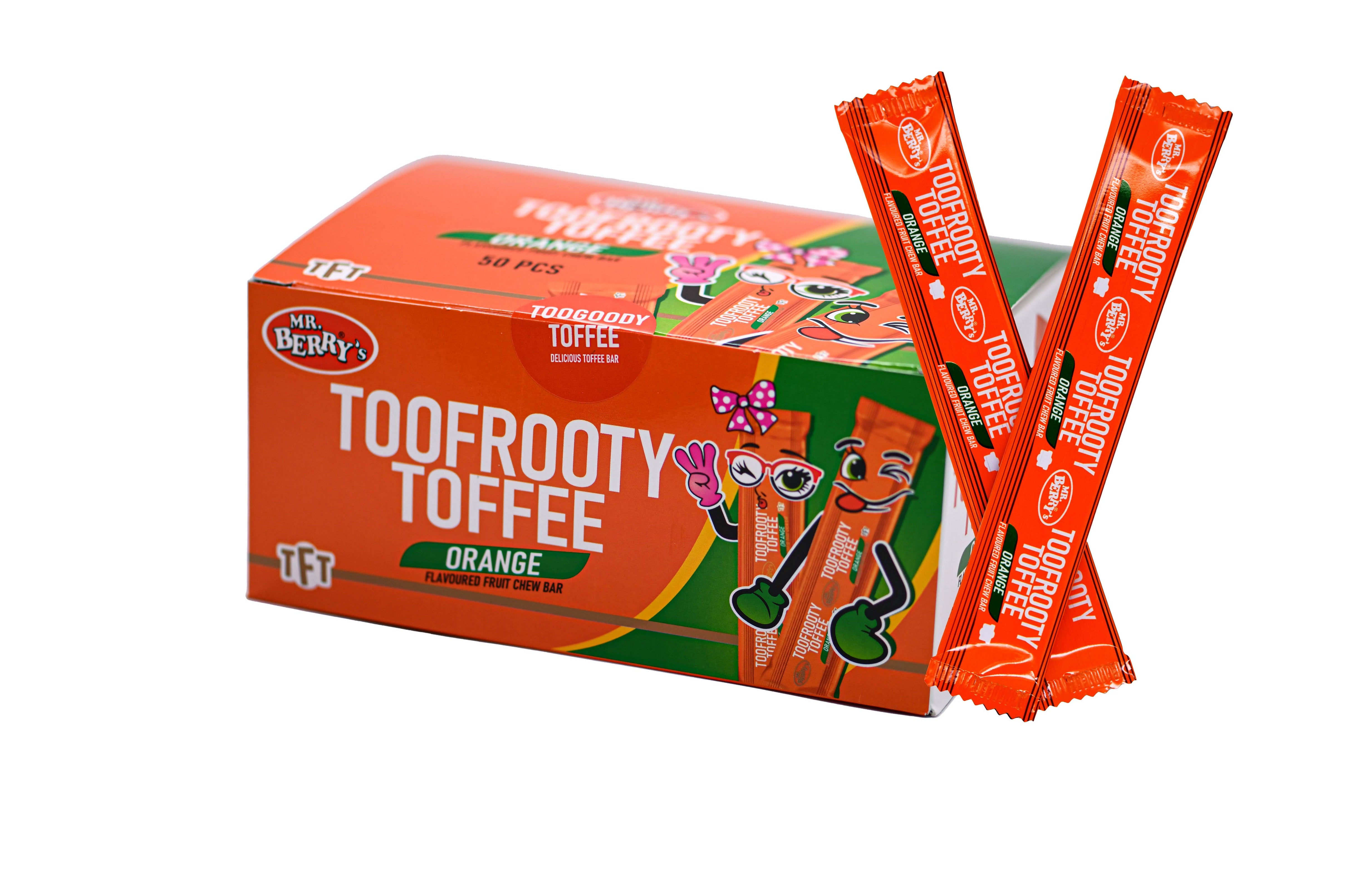Mr. Berry's Toofrooty Toffee Orange Flavoured Fruit Chew Bar 50 Pcs ...