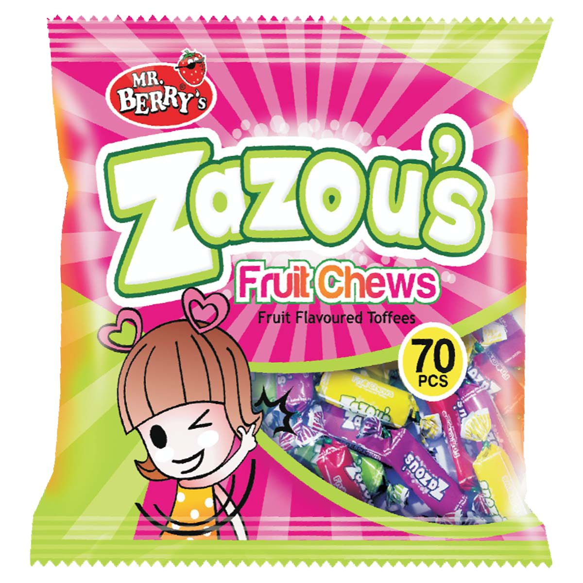 Mr. Berry's Zazou's Fruit Chews Fruit Flavoured Toffees 70 Pcs – East ...